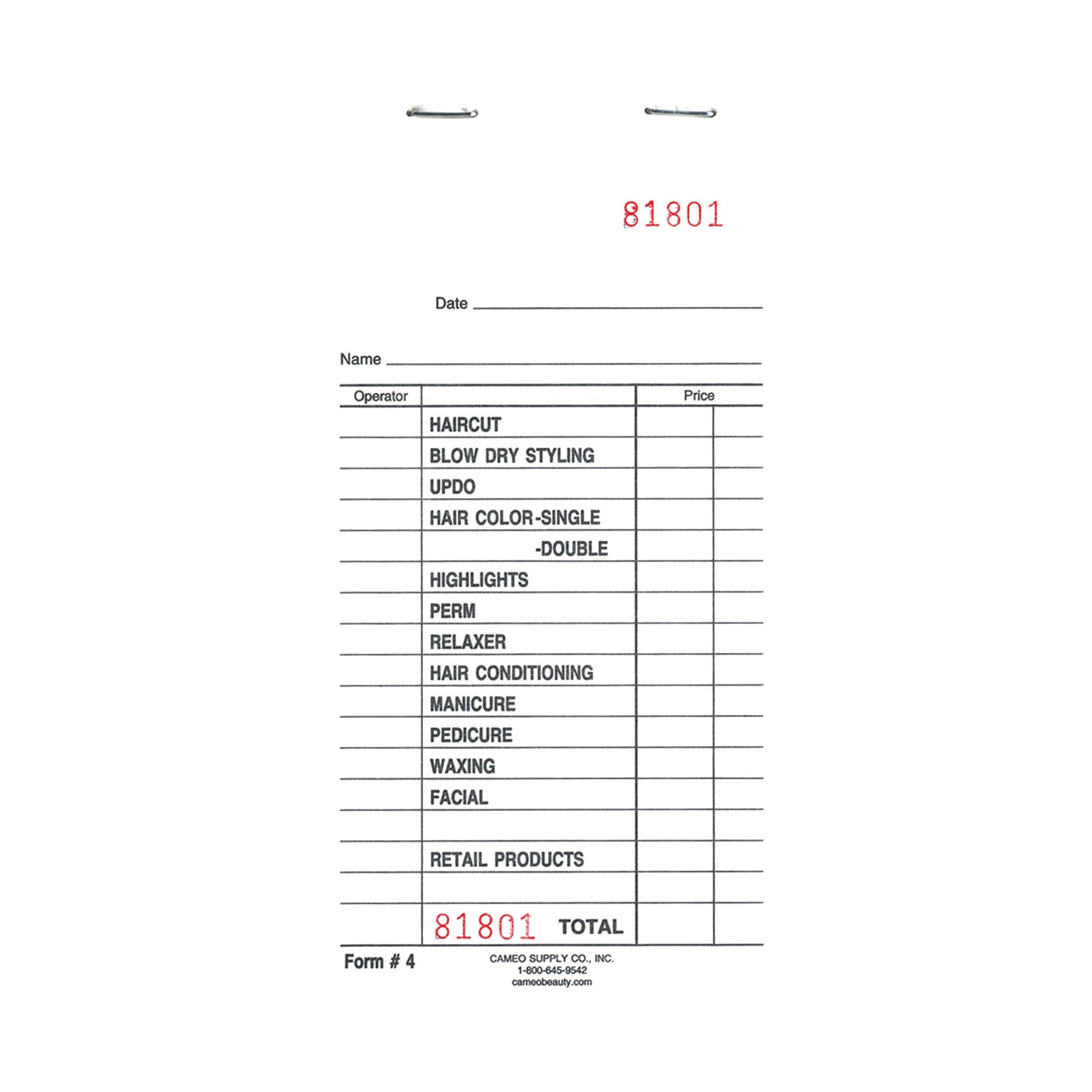 Cameo Check Pads – Ocean Salon Systems